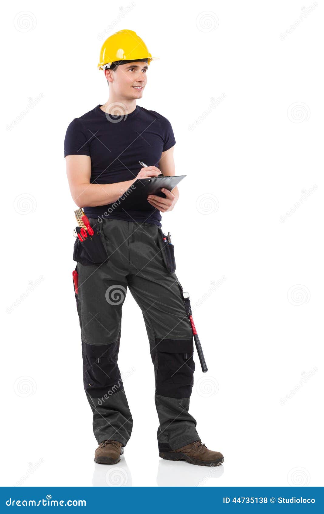 Construction Worker Taking a Note. Stock Photo - Image of building ...