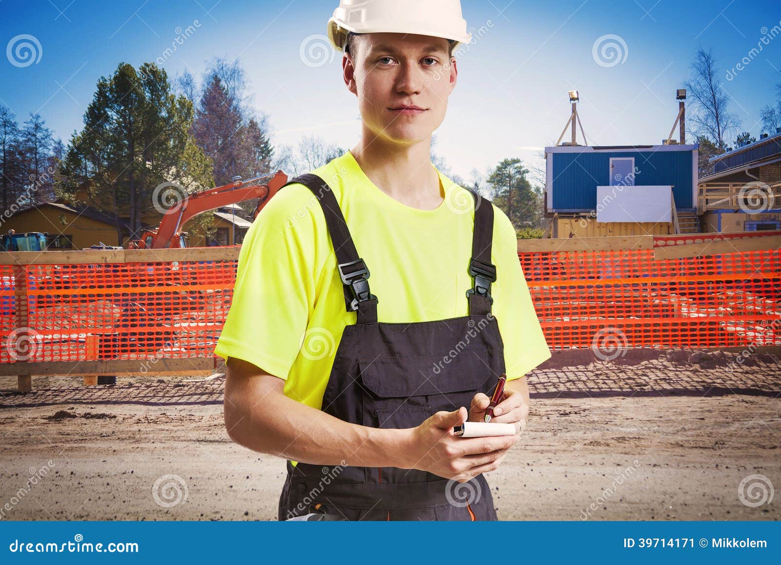 Construction Worker Taking Notes Stock Image - Image of caucasian, male ...