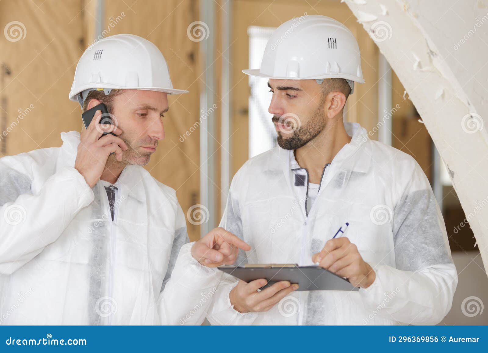 Construction Worker Talking on Cell Phone Stock Photo - Image of ...