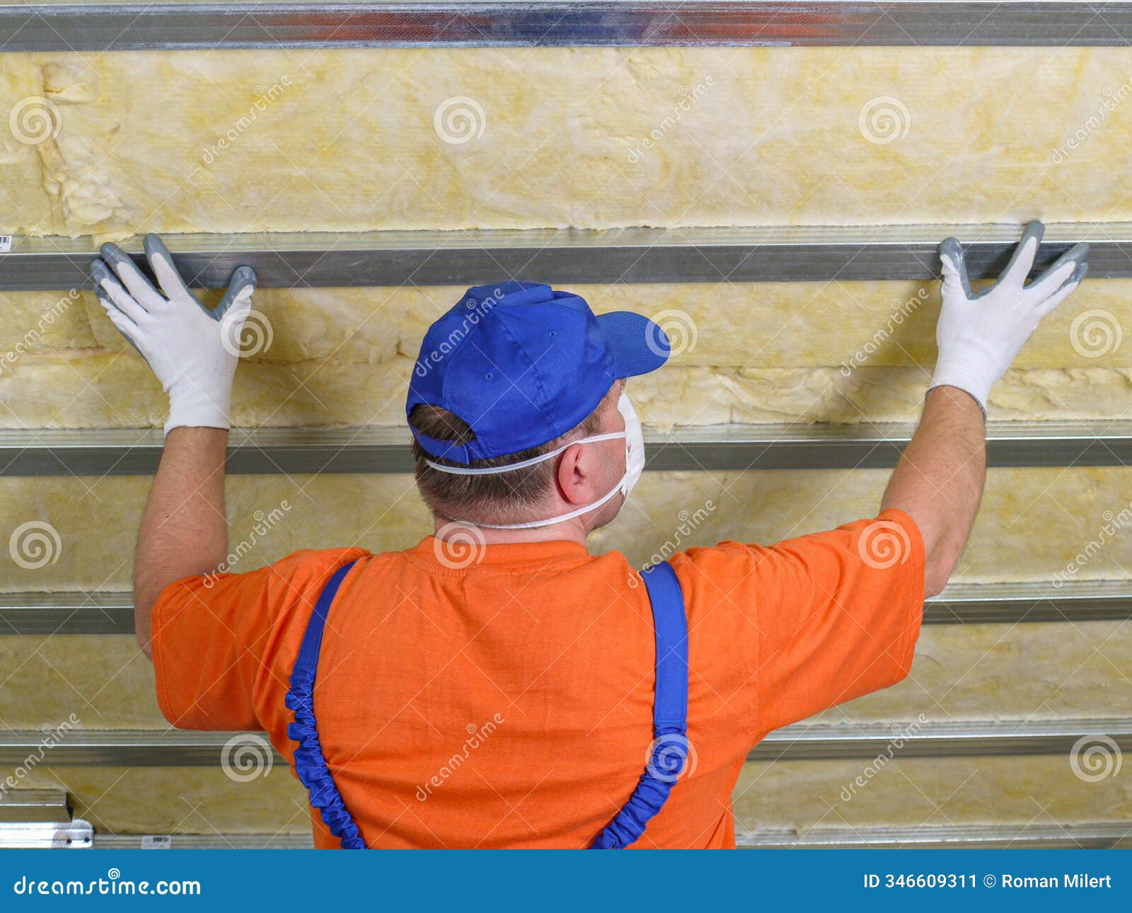 Thermal insulation work stock image. Image of roof, ceiling - 346609311