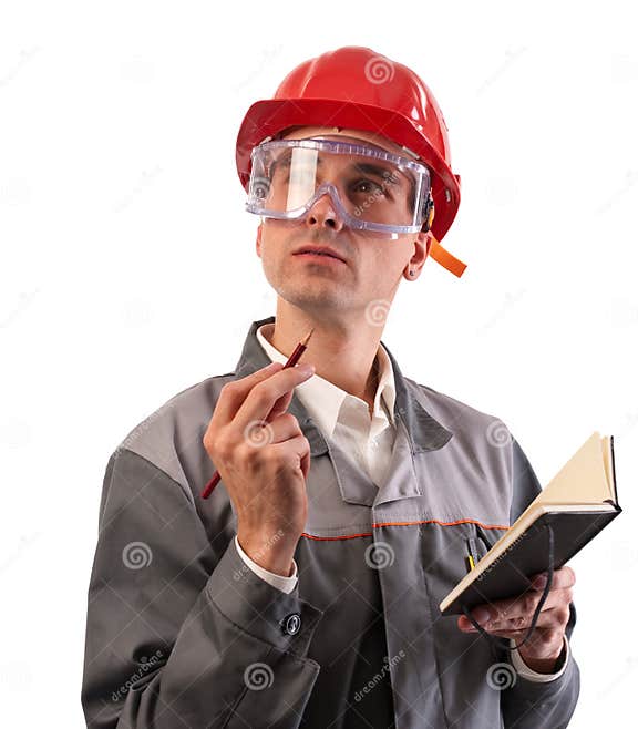 Construction Worker Thinking Stock Photo - Image of building, foreman ...