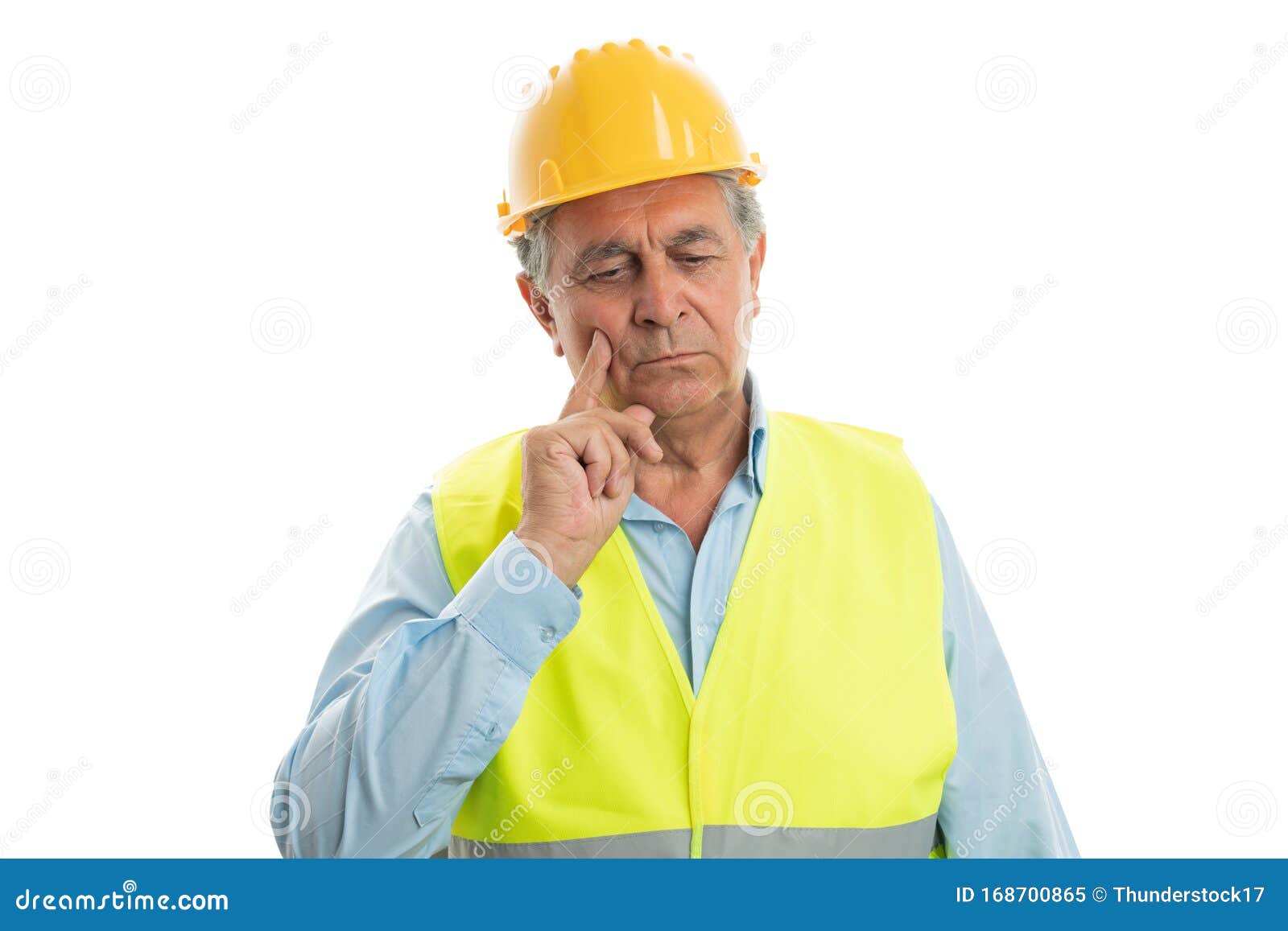 Construction Worker Thinking Stock Image - Image of plaid, index: 168700865