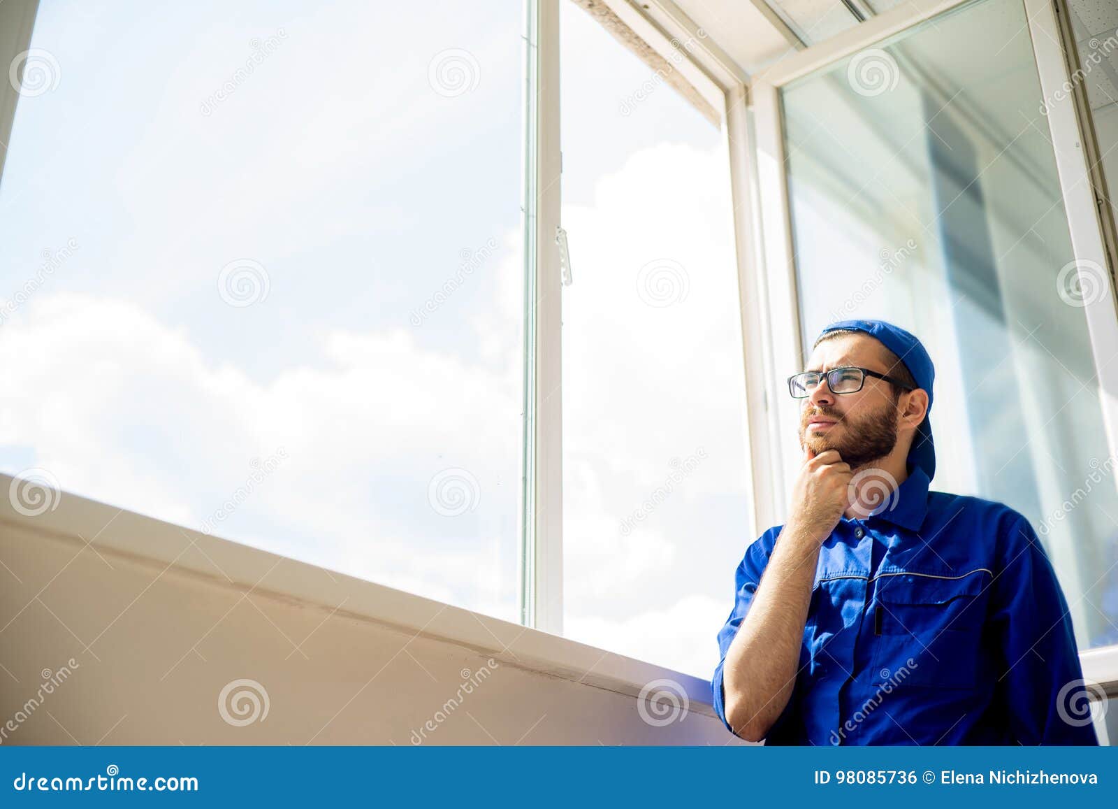 Construction Worker Thinking Stock Photo - Image of home, renovation ...
