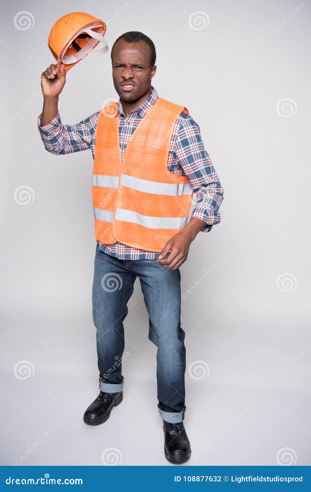 Construction Worker Throwing Hardhat Stock Photo - Image of worker ...