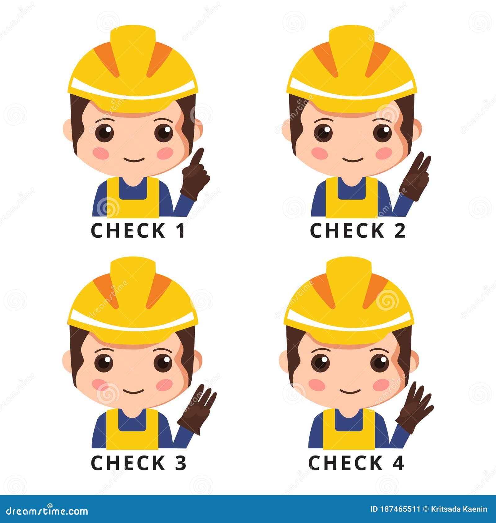 Construction Worker To Check Set.work Safety. Vector Illustration Stock ...