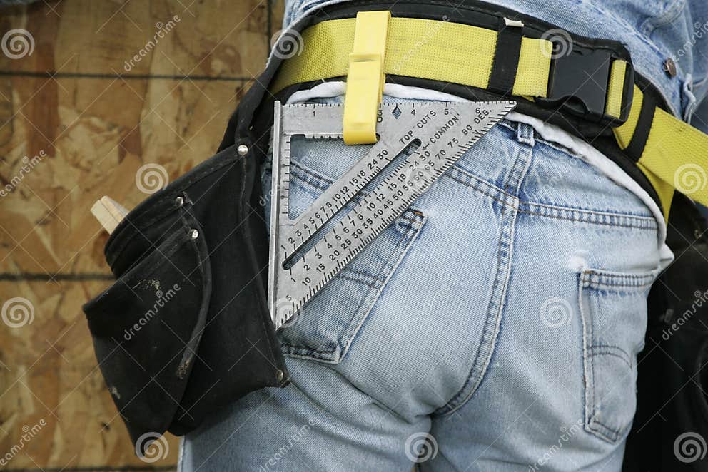 Construction Worker and Tool Belt Stock Photo - Image of jeans, people ...