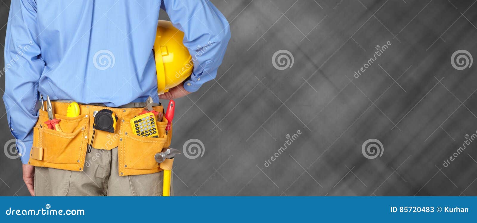 Construction Worker with a Tool Belt. Stock Image - Image of hammer ...