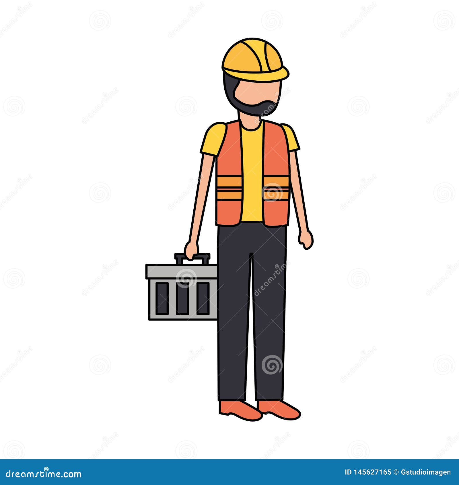 Construction Worker with Toolkit Stock Illustration - Illustration of ...