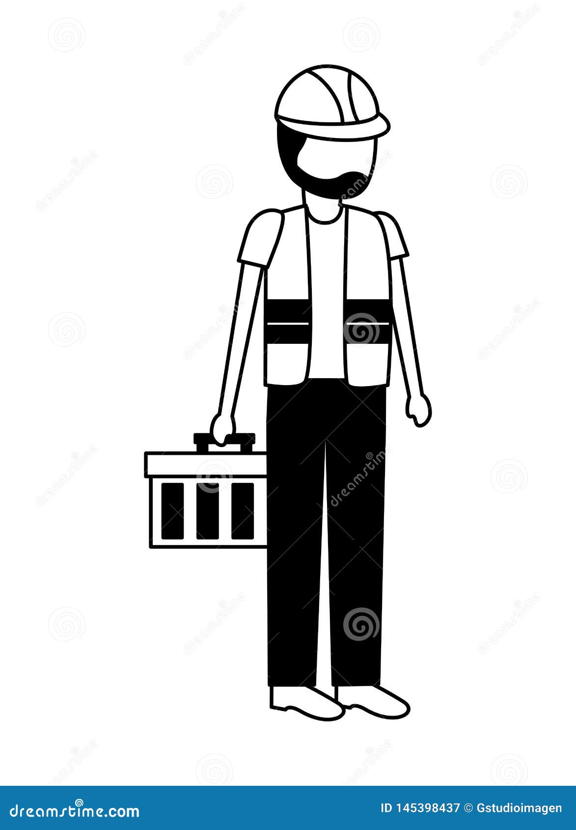 Construction Worker with Toolkit Stock Vector - Illustration of repair ...