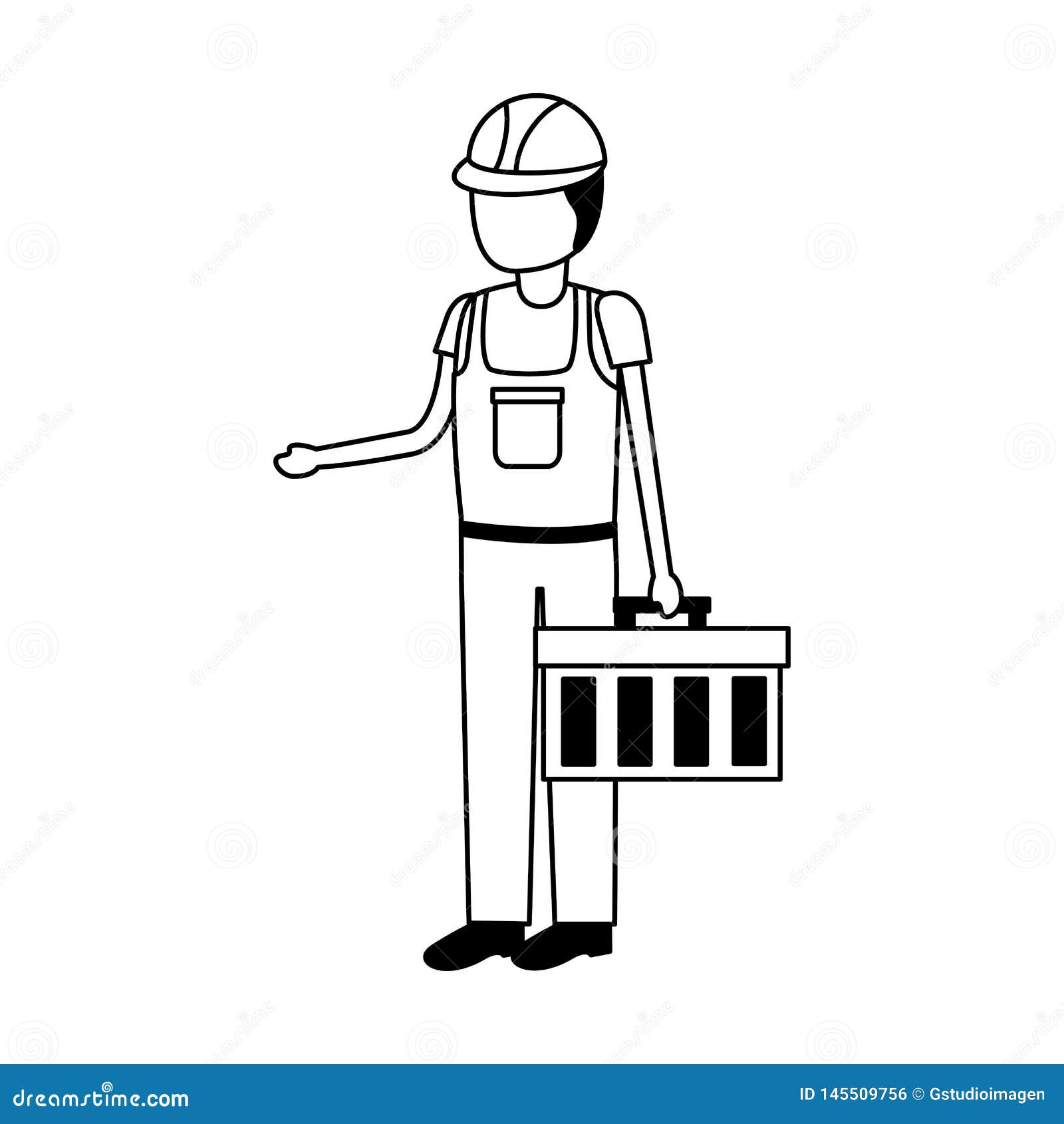 Construction Worker with Toolkit Stock Vector - Illustration of ...