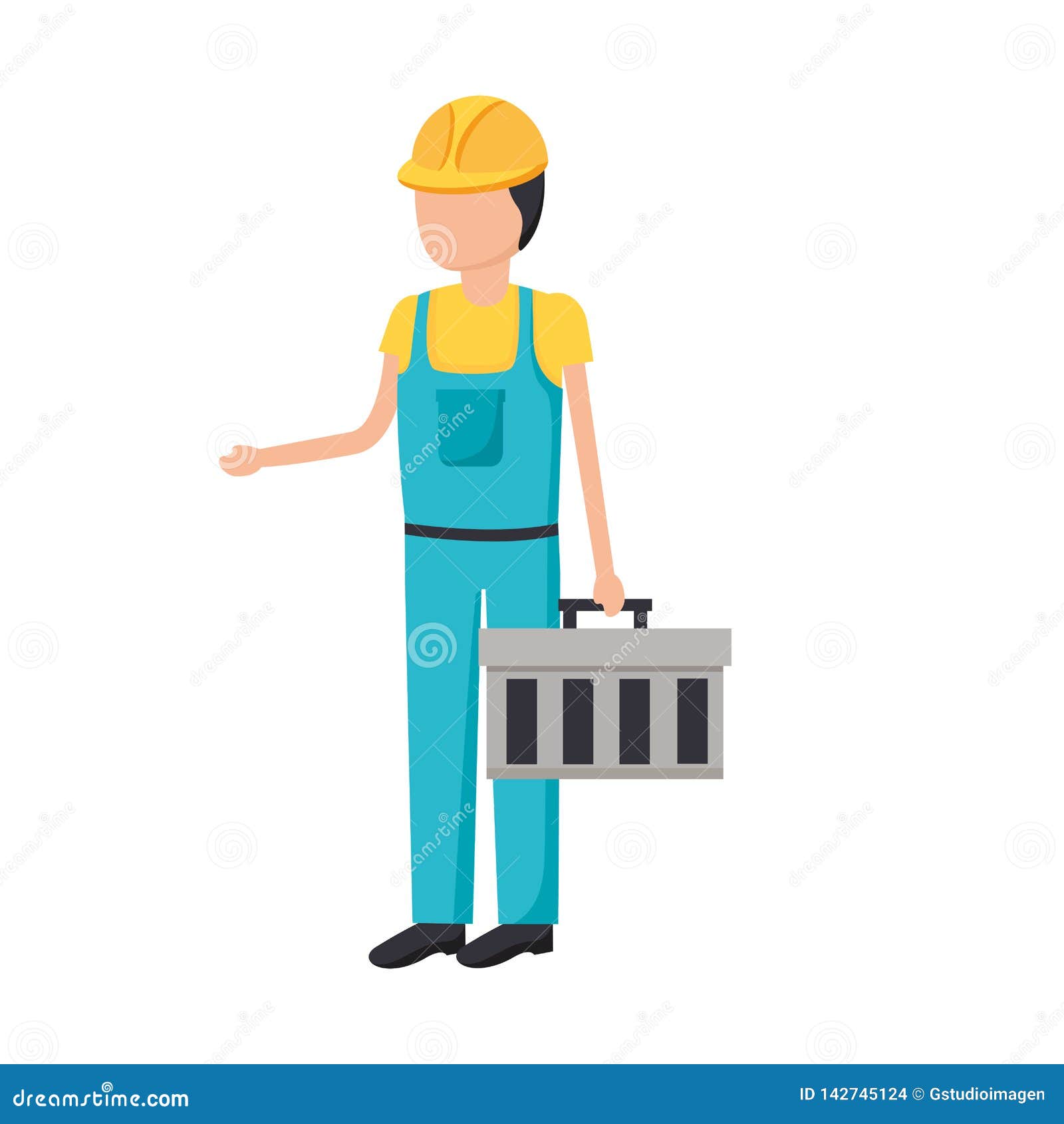 Construction Worker with Toolkit Stock Vector - Illustration of ...