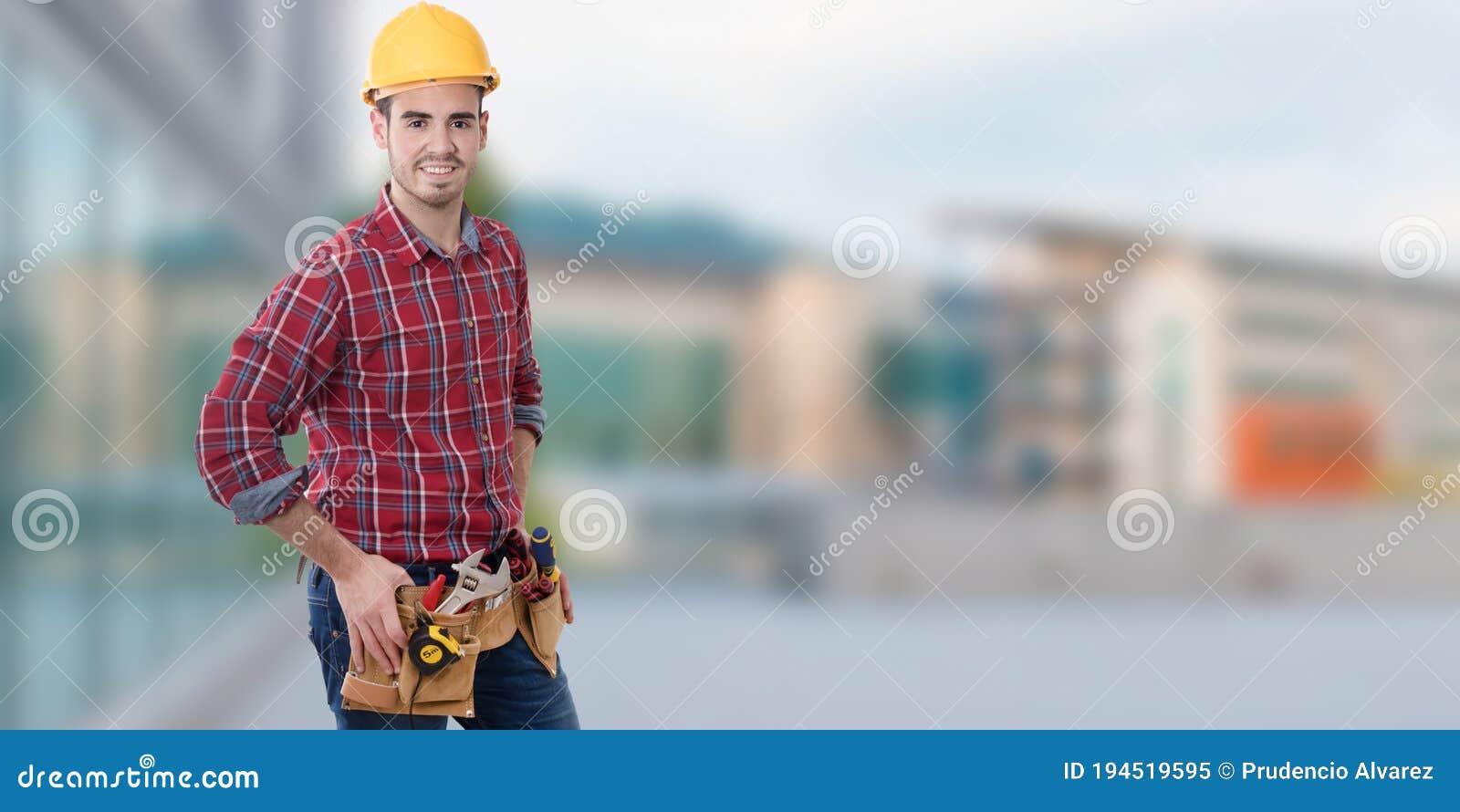 Construction Worker with Tools Stock Image - Image of male, plan: 194519595
