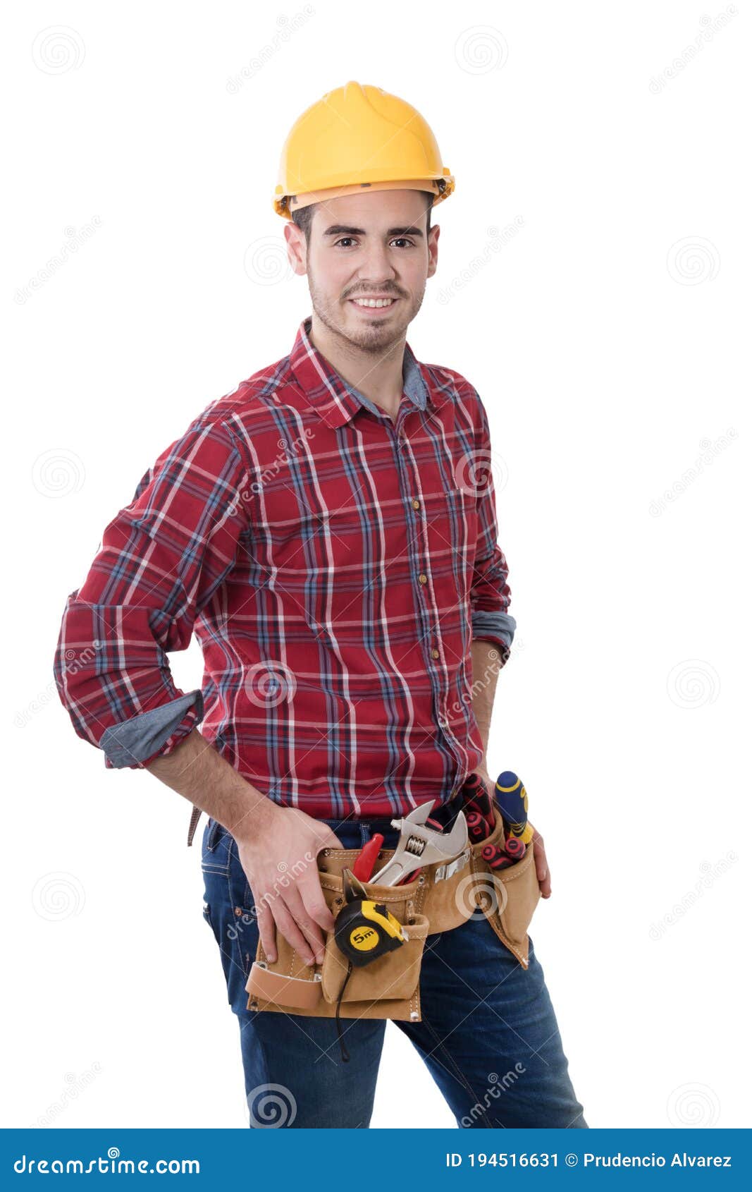 Construction Worker with Tools Stock Image - Image of background ...