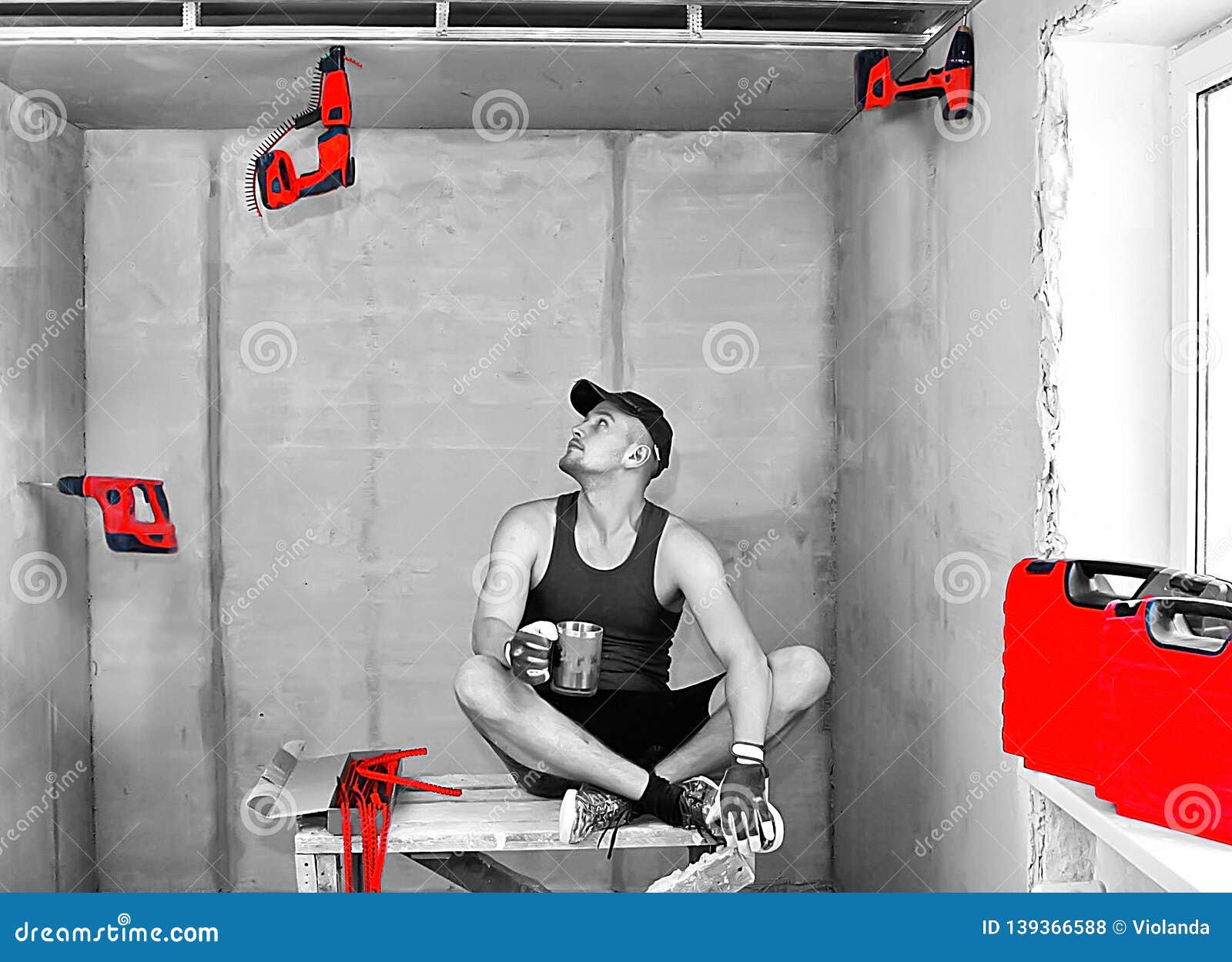 Construction Worker with Tools Stock Photo - Image of buildings ...