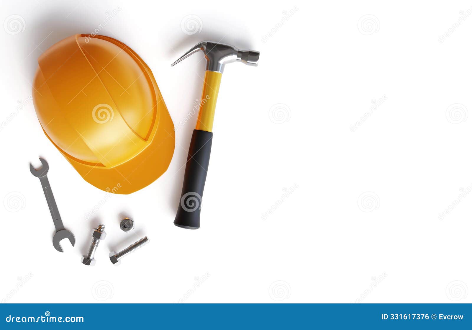 Construction Worker Tools and Hardhat Isolated on White Background ...