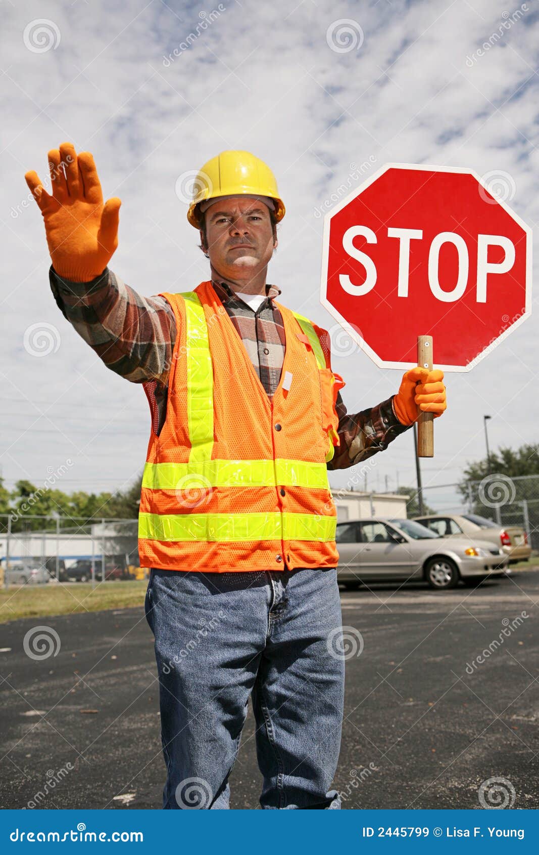 Construction Worker Traffic Stock Image - Image of hard, road: 2445799