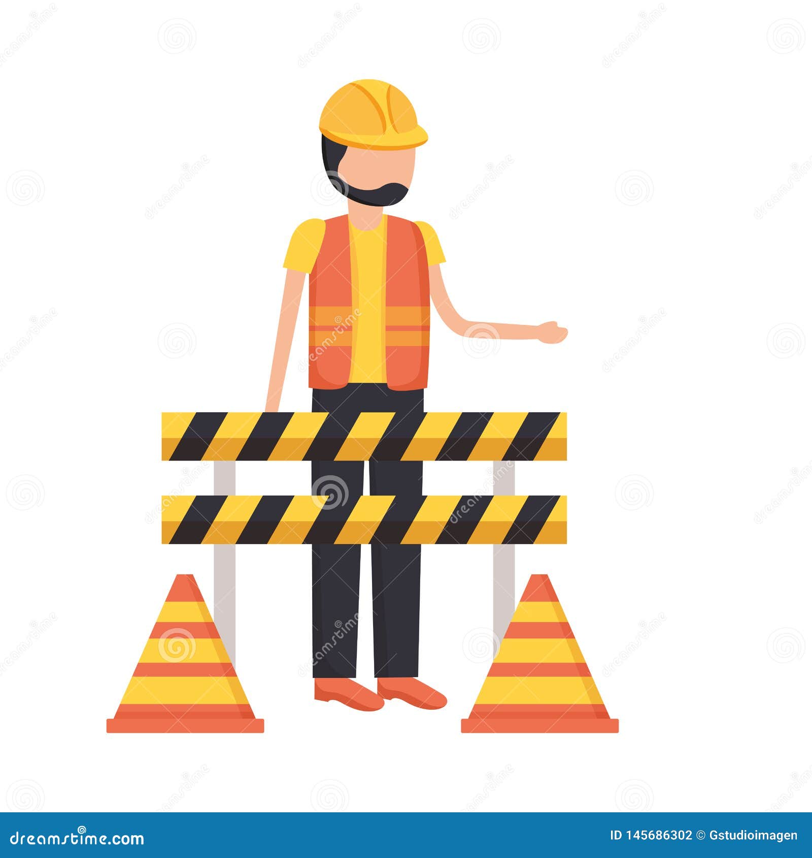 Construction Worker Traffic Stock Illustration - Illustration of vector ...