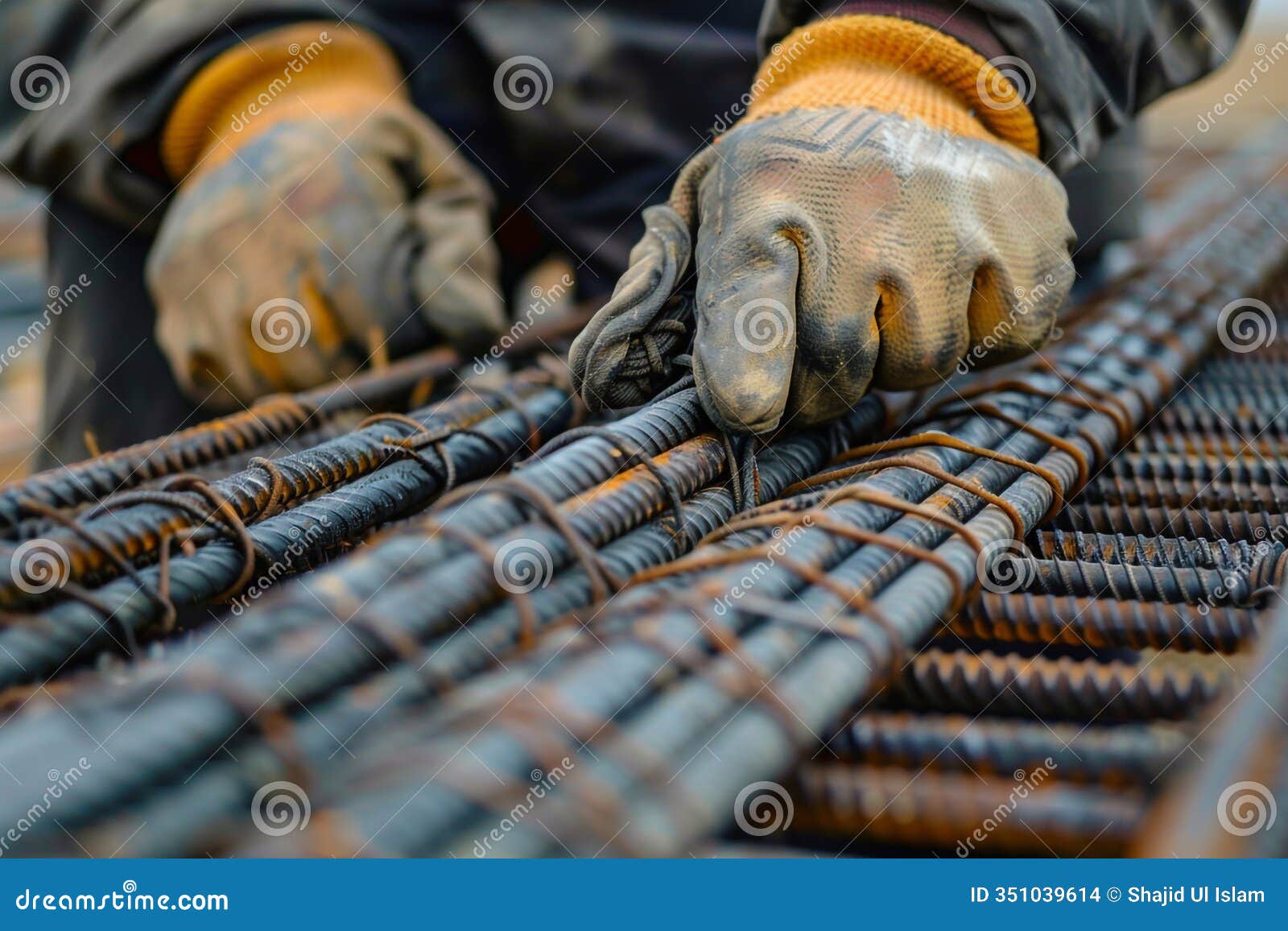 Construction Worker Tying Rebar Stock Illustration - Illustration of ...