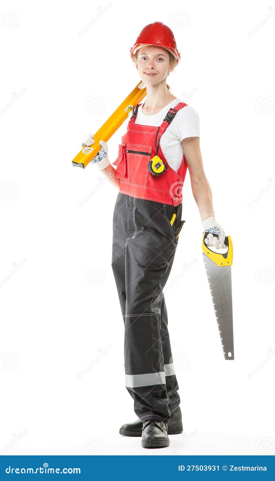 Construction Worker in Uniform Stock Image - Image of build, level ...