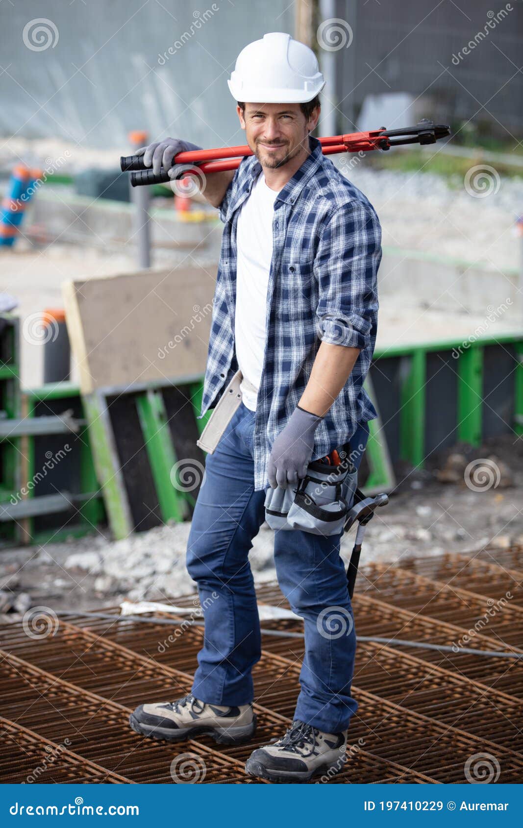 Construction Worker in Uniform and Safety Equipment Stock Image - Image ...