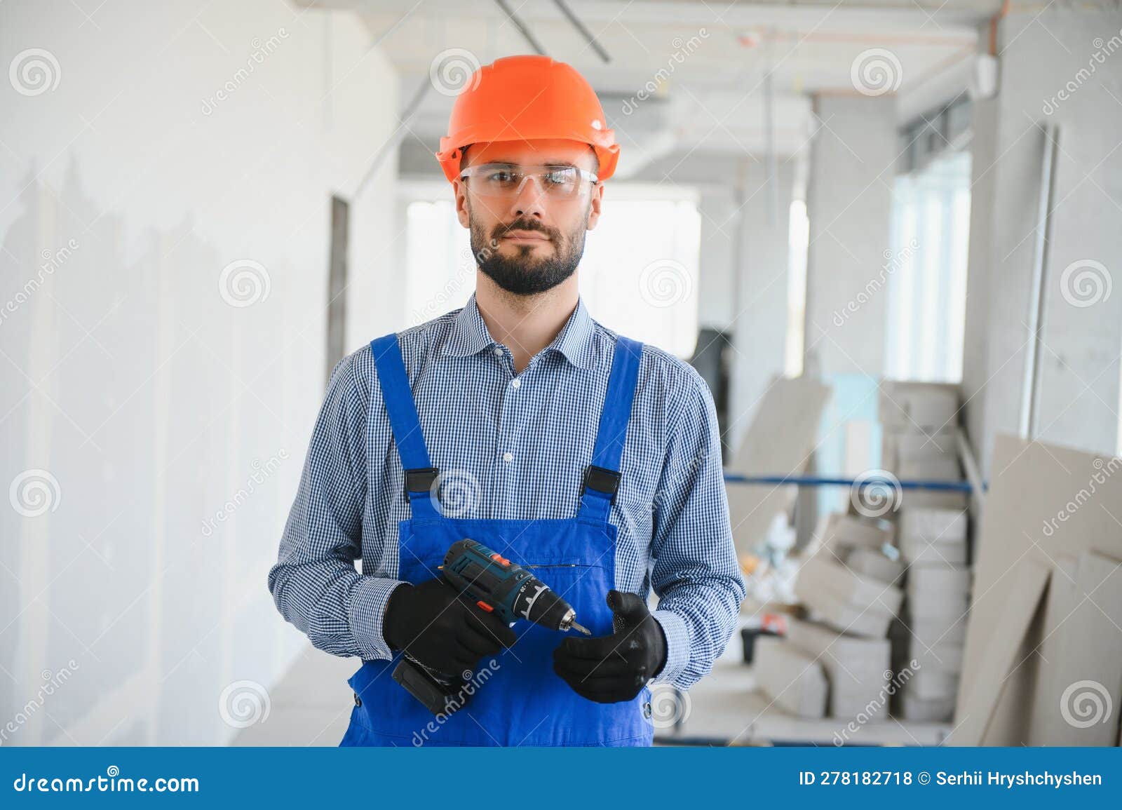 Construction Worker Use a Drill Bit Stock Photo - Image of technology ...