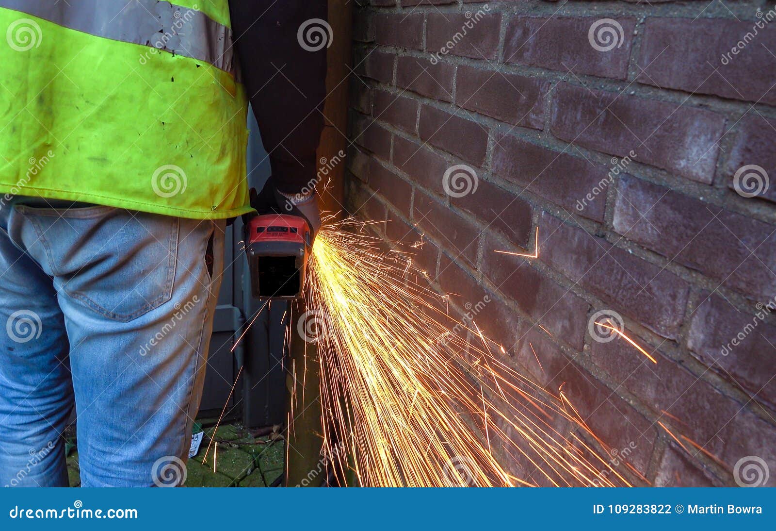 Sparks Flying from an Angle Grinder Stock Photo - Image of flame ...