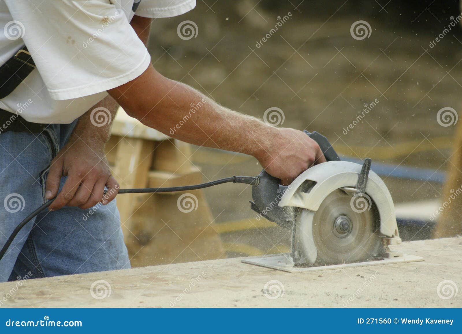 Construction Worker Using a Circular Saw Stock Photo - Image of project ...