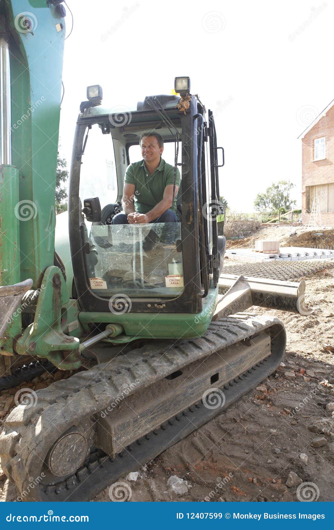 Construction Worker Using Digger Stock Image - Image of working, middle ...