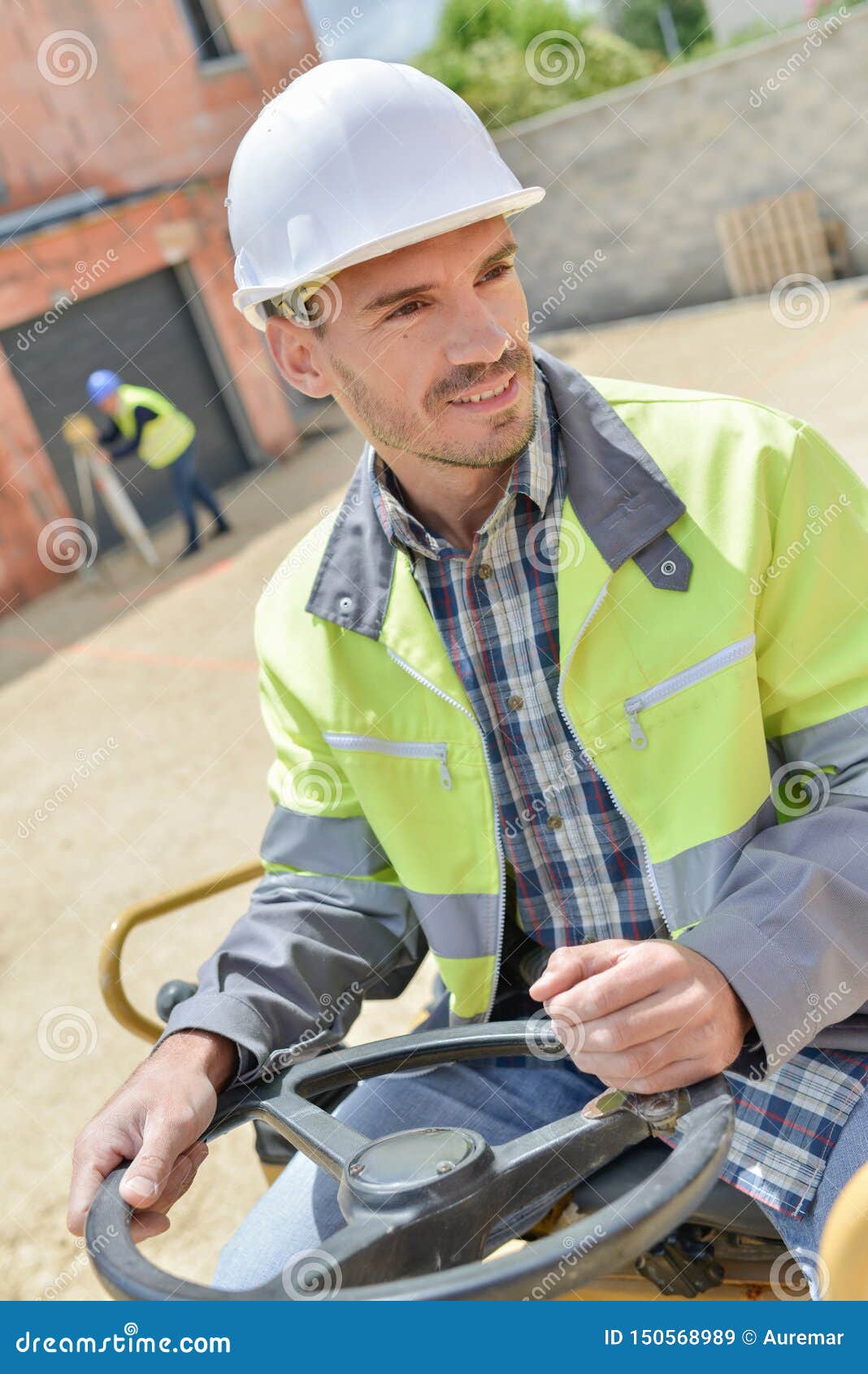 Construction Worker Using Digger Stock Image - Image of working ...