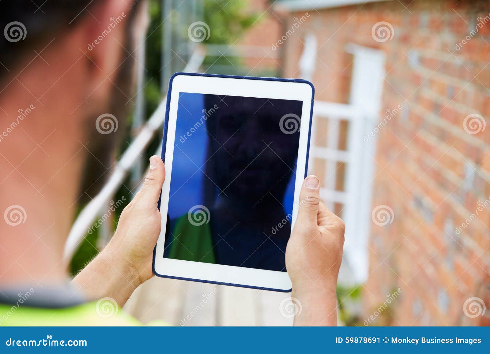 Construction Worker Using Digital Tablet on Building Site Stock Image ...