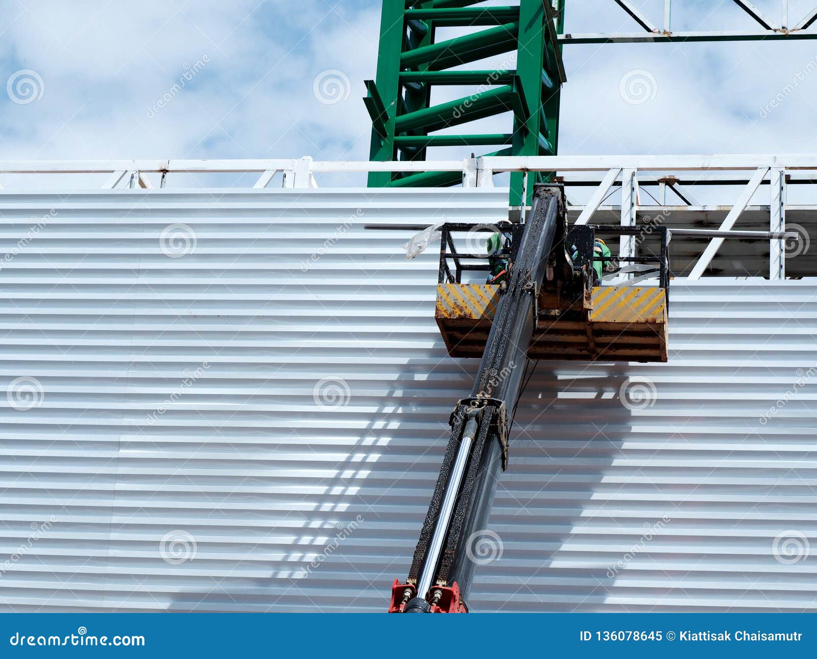 Construction Worker Using Lifting Boom Stock Image - Image of boom ...