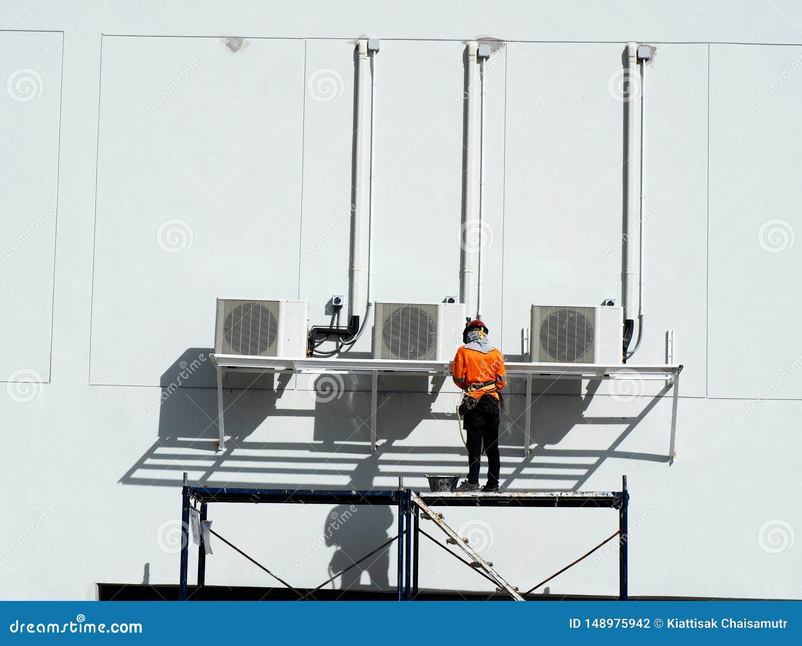Construction Worker Using Lifting Boom Stock Photo - Image of ambient ...