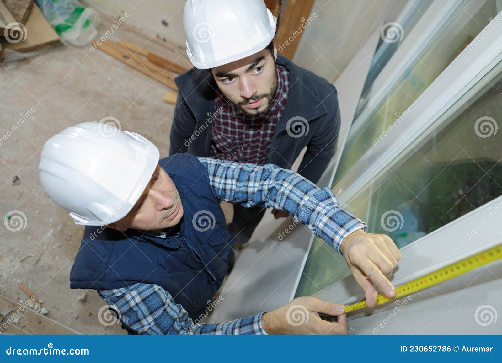 Construction Worker Using Meter Stock Photo - Image of skill, house ...