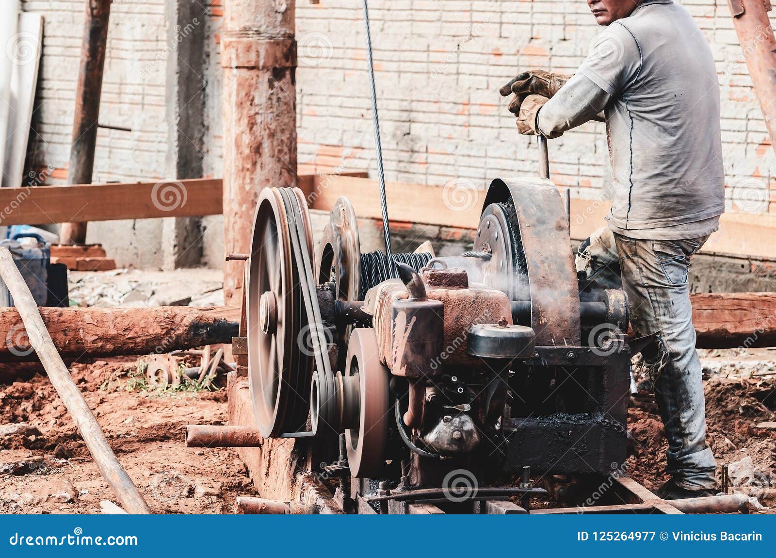 Construction Worker Using a Pile Driver Editorial Photography - Image ...