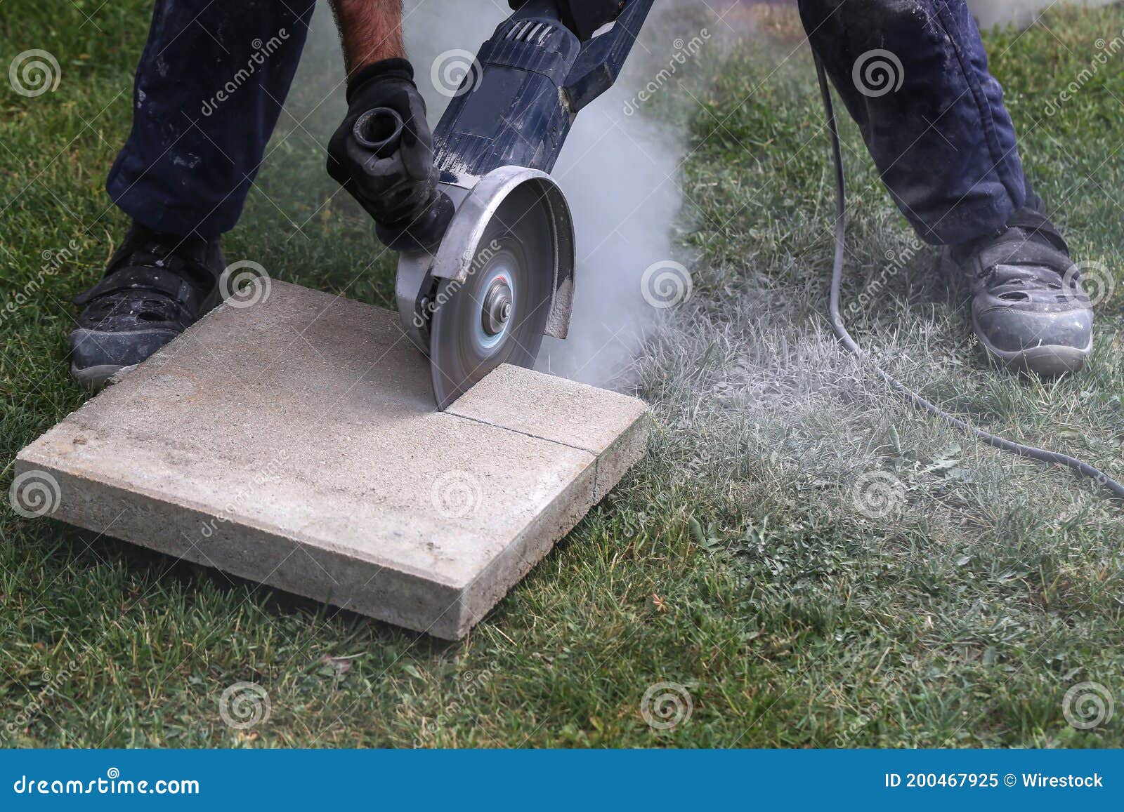 Construction Worker Using a Professional Angle Grinder Stock Image ...