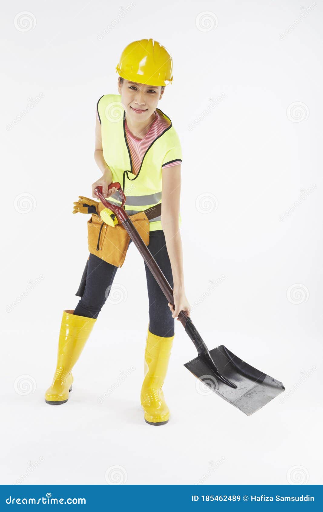 Construction Worker Using a Shovel Stock Image - Image of cheerful ...