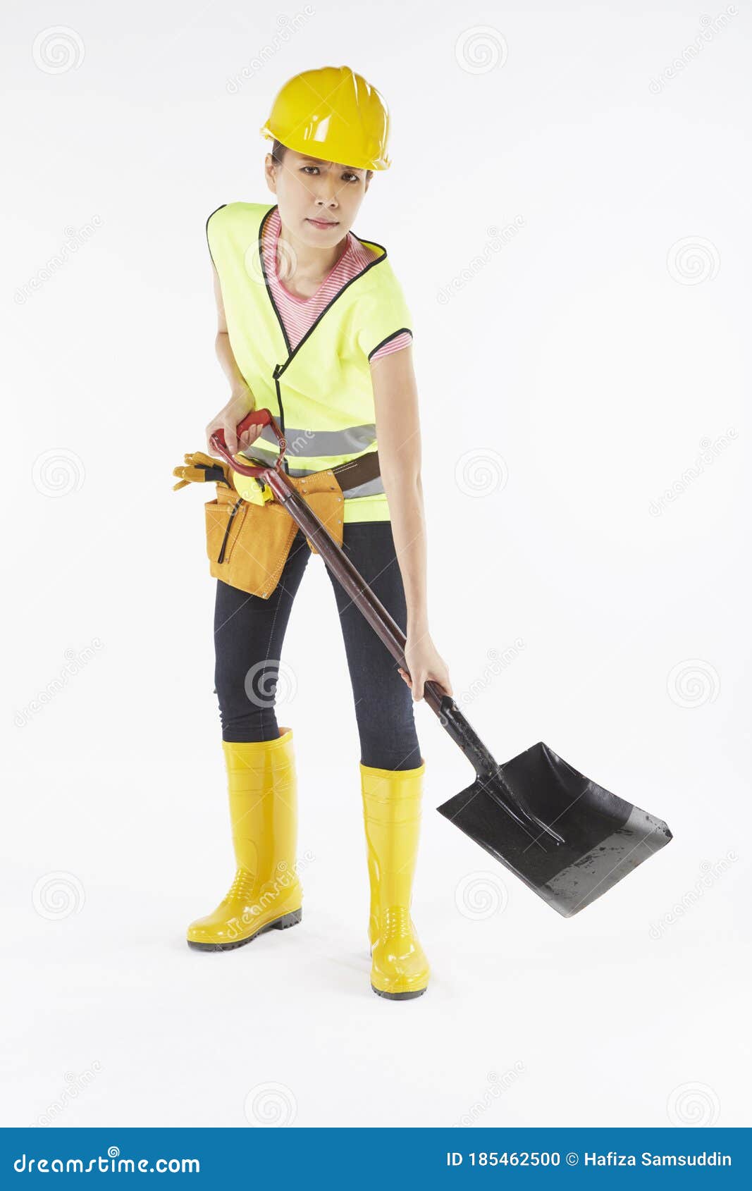 Construction Worker Using a Shovel Stock Photo - Image of adult, casual ...
