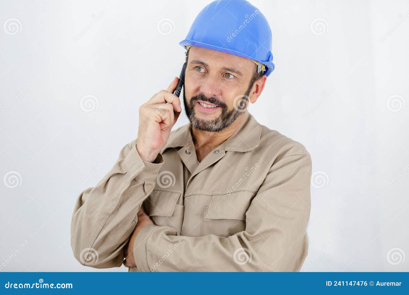 Construction Worker Using Smartphone Stock Photo - Image of smart ...