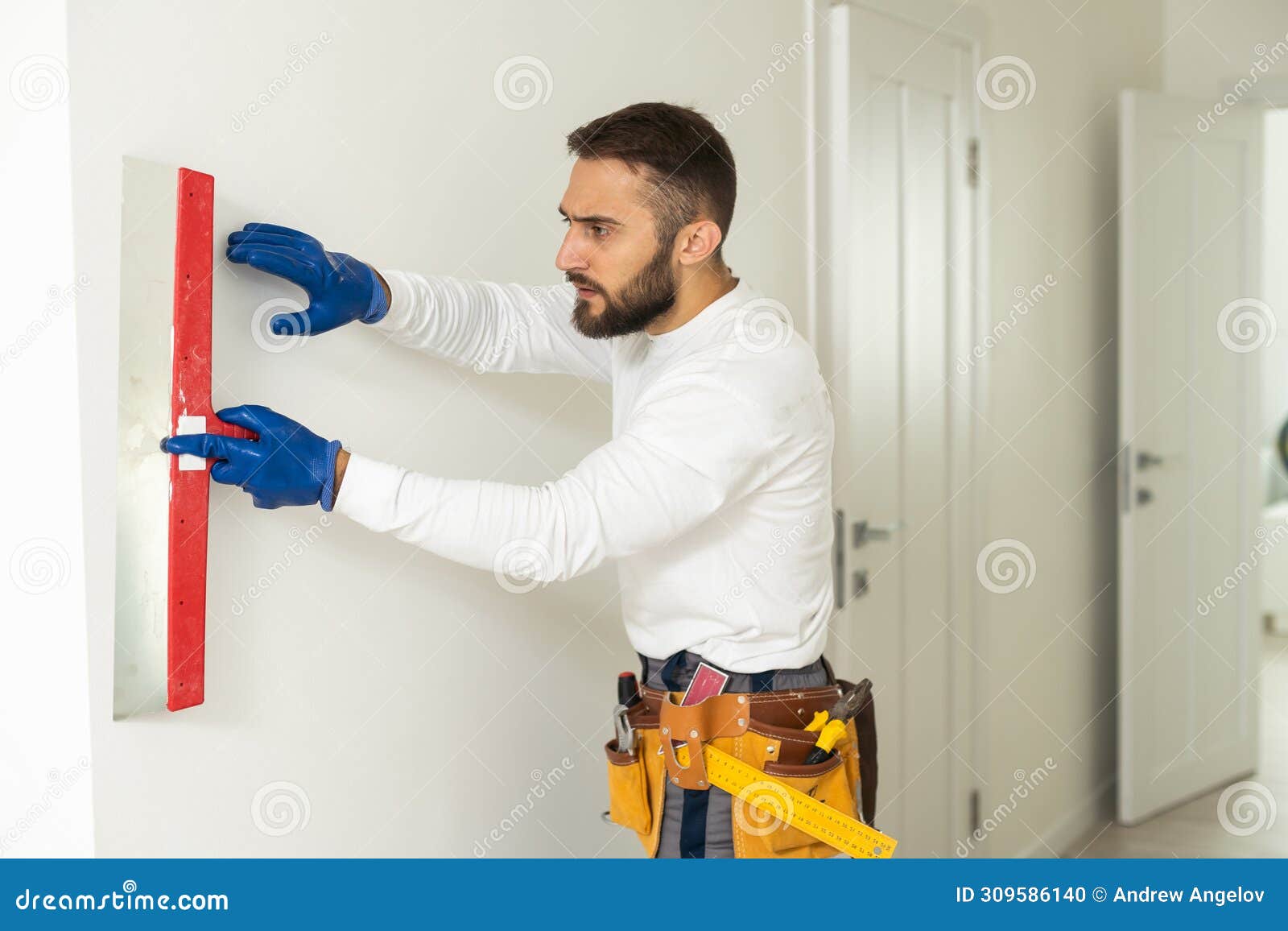 Construction Worker are Using Sponge and Plastering Trowel To Smooth ...