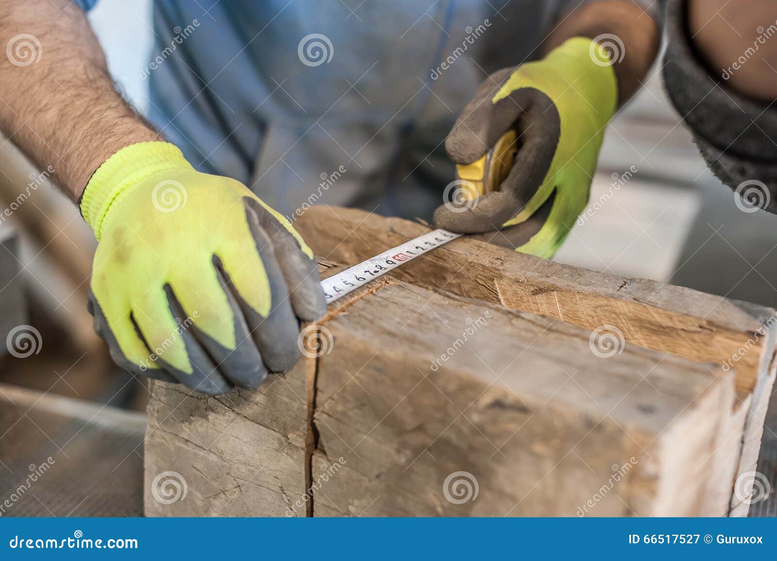 Construction Worker Using Tape Measure Stock Image - Image of measure ...