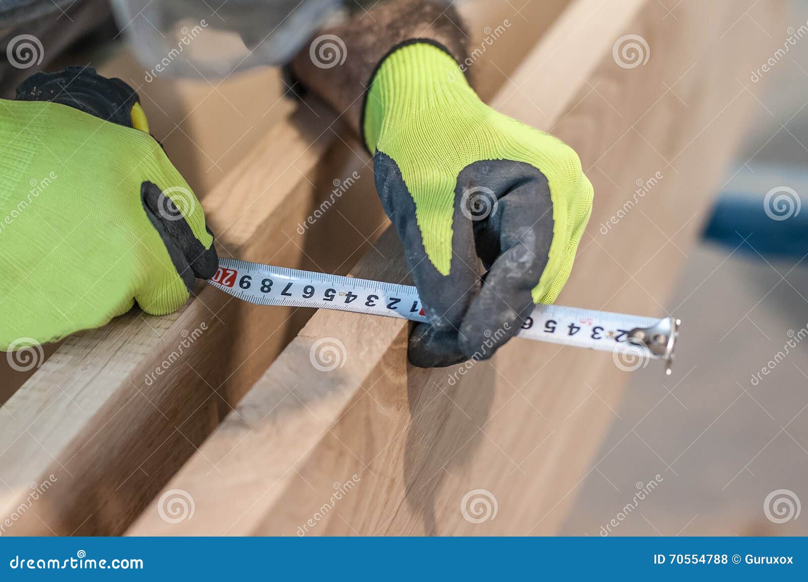 Construction Worker Using Tape Measure Stock Photo - Image of craftsman ...