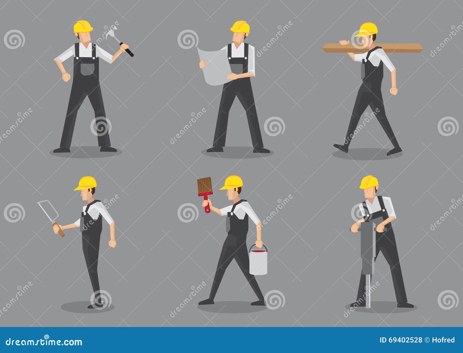 Construction Worker Vector Character Sheet Stock Vector - Illustration ...
