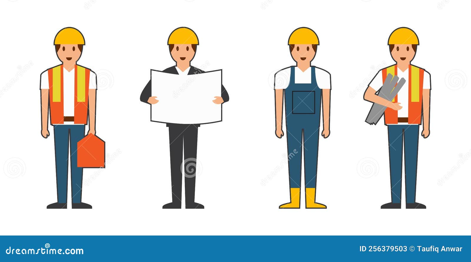 Construction Worker Flat Style Illustration Design Stock Image ...