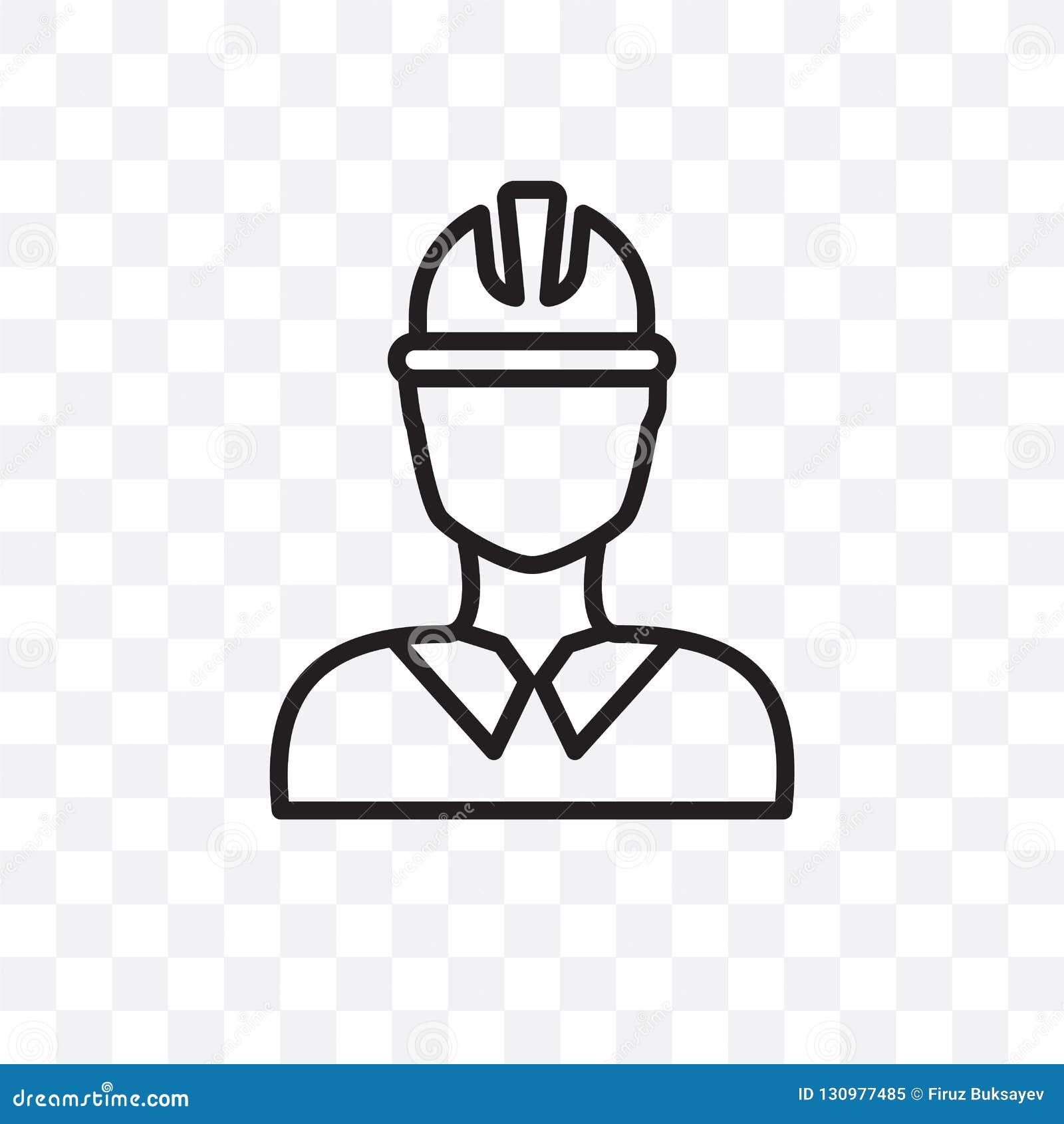 Construction Worker Vector Linear Icon Isolated on Transparent ...