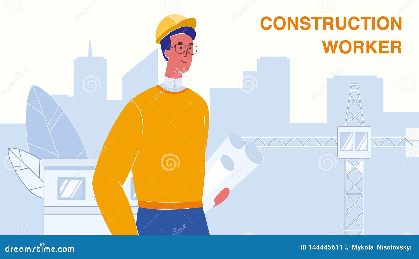 Construction Worker Vector Web Banner Template Stock Vector ...