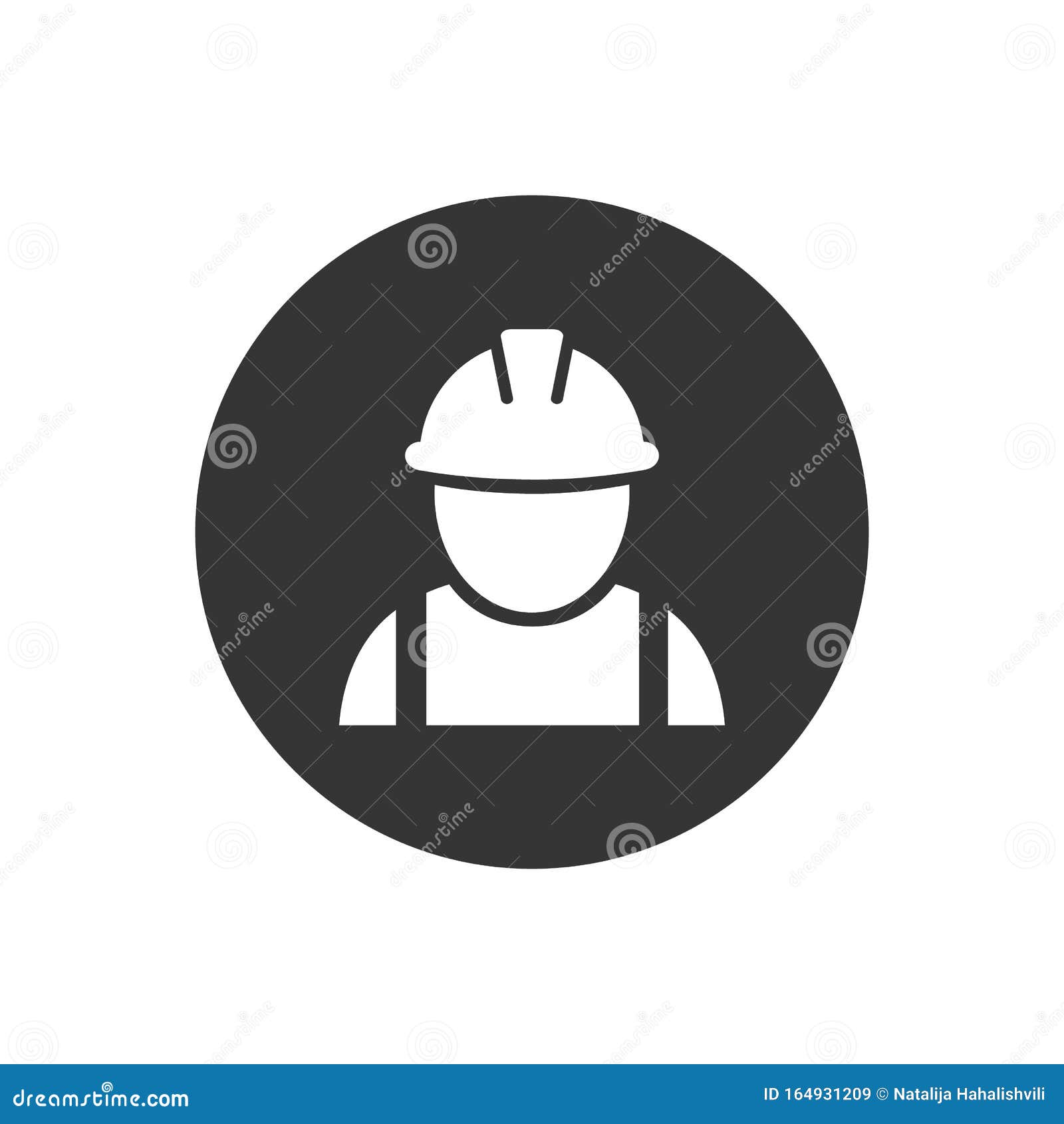 Construction Worker Vector White Icon on Gray in Flat Style Stock ...