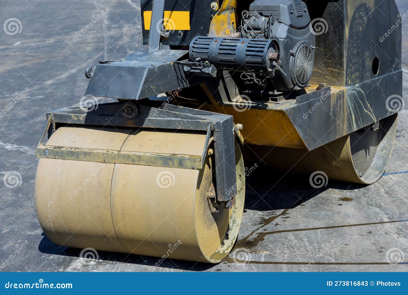 Construction Worker in Vibratory Plate Compactor Process Machine ...
