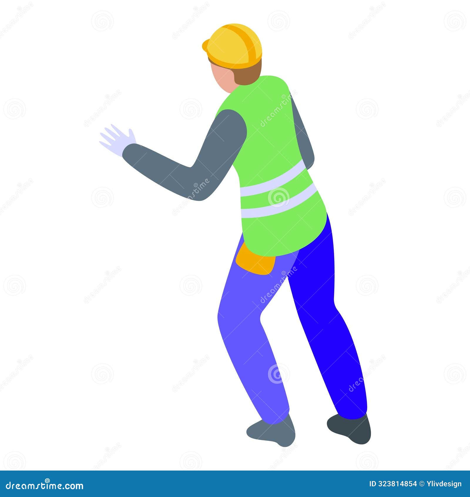 Construction Worker Walking and Pointing with Hand Isometric ...