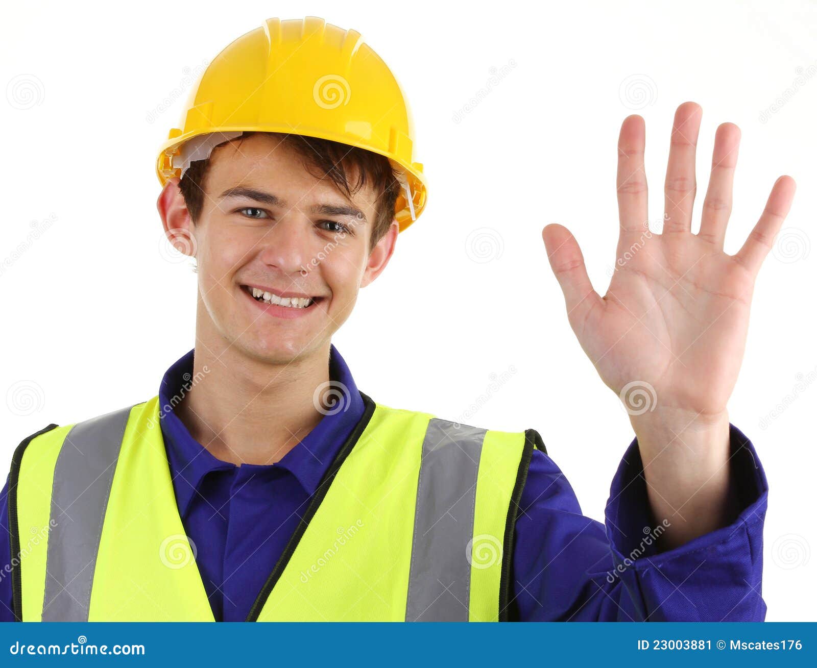 Construction worker waving stock image. Image of engineer - 23003881