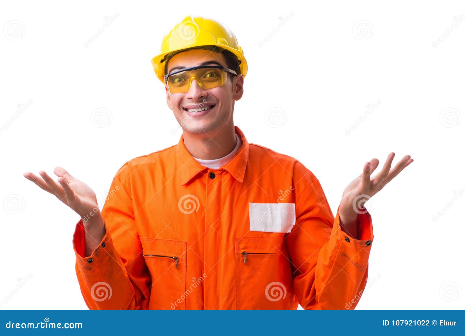 The Construction Worker Wearing Hard Hat Isolated on White Stock Photo ...